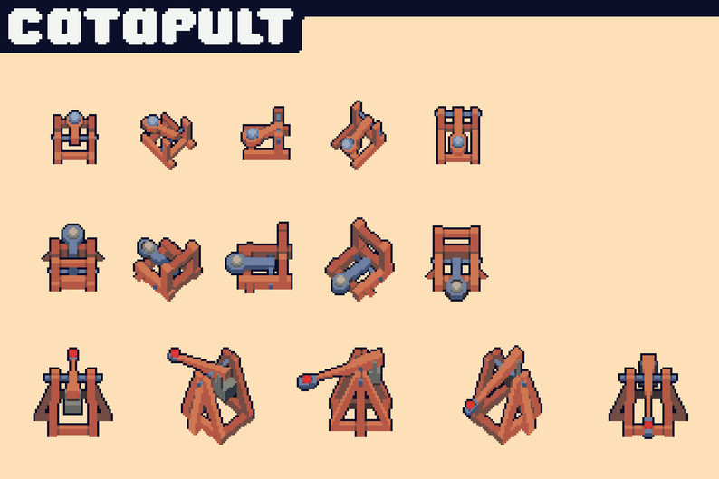 Catapult Towers Pixel Asset Pack for TD by Free Game Assets (GUI ...