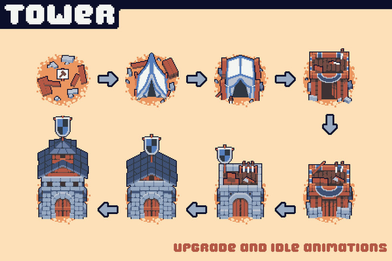 Guardian Towers Pixel Asset Pack for TD by Free Game Assets (GUI ...
