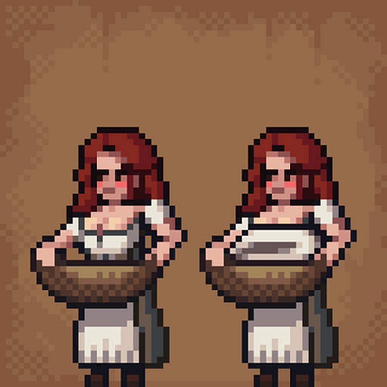 Pixel Art Female Maid Character - 2D Sidescroller by GandalfHardcore