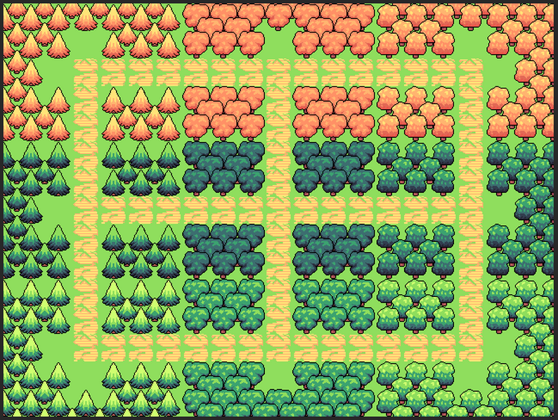 Free 32x32 Pixel Art Trees by MichaelsGameLab