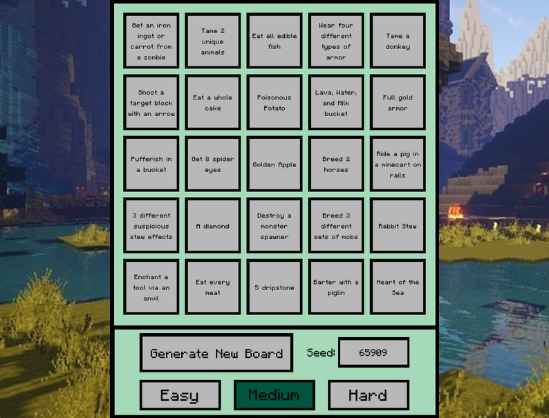 Minecraft Bingo+ V2 by congrets