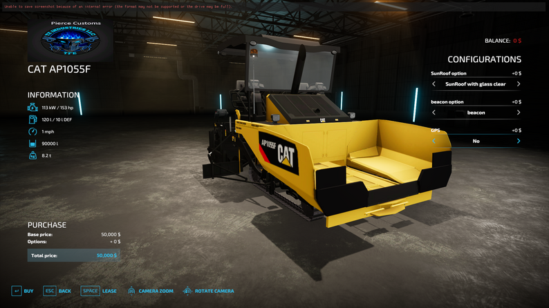 FS22 CAT AP1055F Paver Fix by PierceCustomGaming