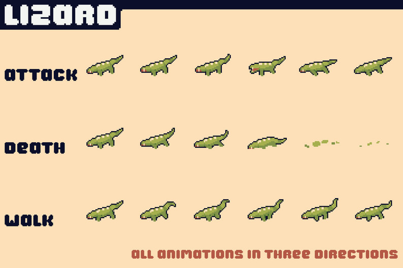 Swamp Enemies Pixel Art for TD by Free Game Assets (GUI, Sprite, Tilesets)