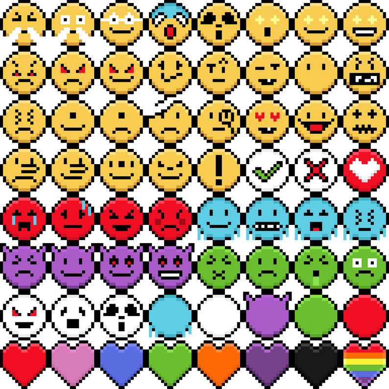 128+ Emoji Pixel Art (16x16) by KabGames