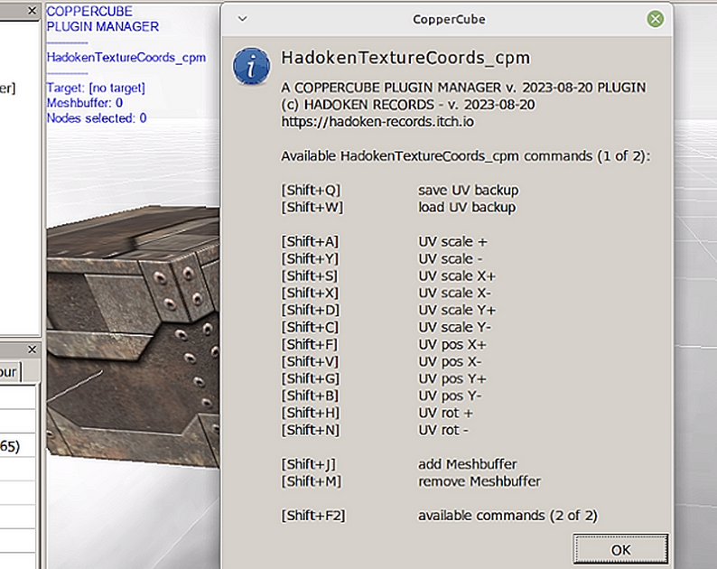 CopperCube TextureCoords_cpm plugin by HADOKEN RECORDS