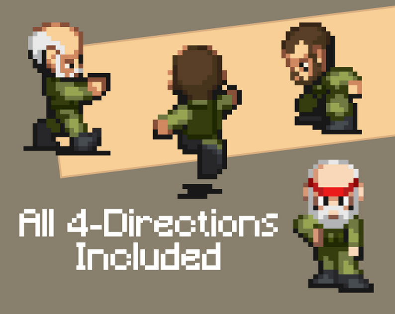 3 Ages of a Soldier Character Sprite Sheet by intellikat