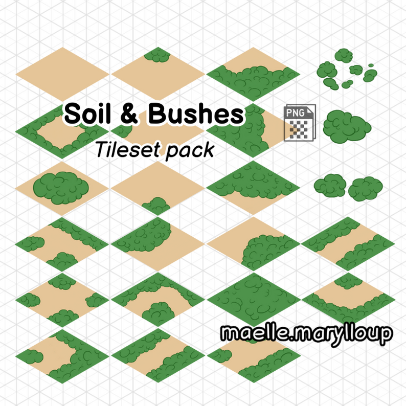 Soil & Grass (Tileset) by MaelleMarylloup