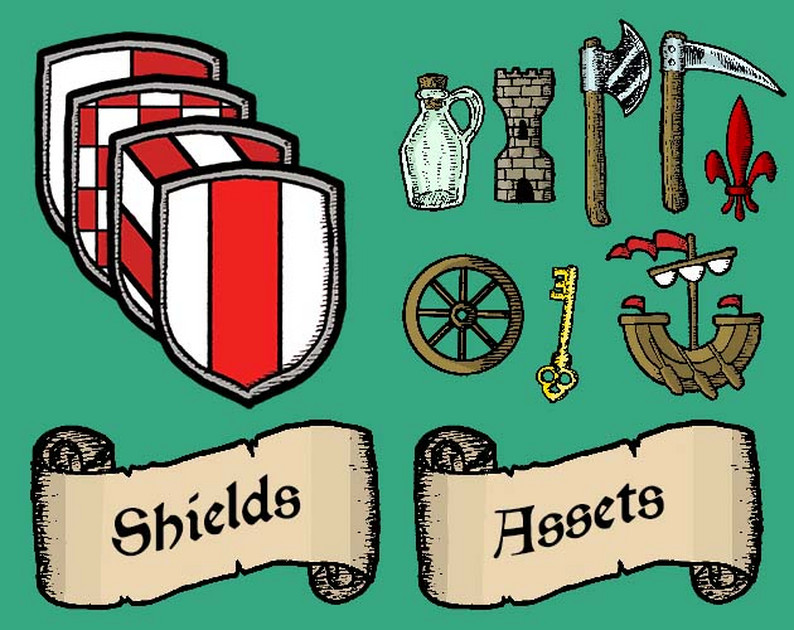 Heraldic blazon modular assets by Sahaak Games