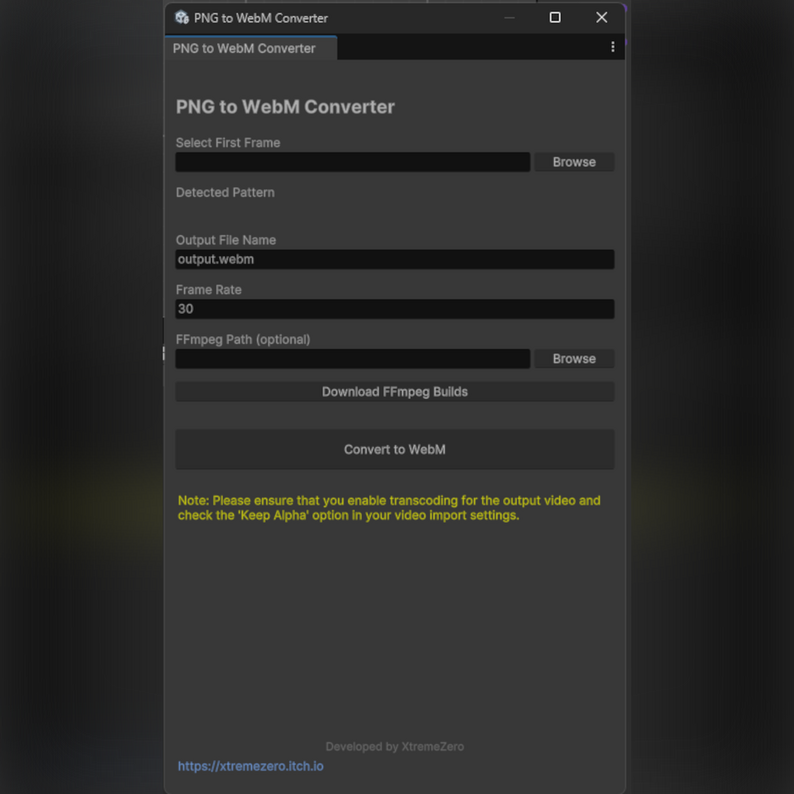 PNG Sequence to Transparent Webm converter For Unity by XtremeZero