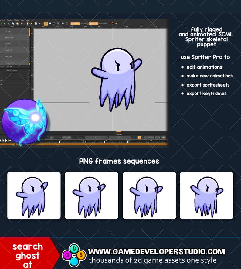 Ghost four directional game sprite by Robert Brooks ...