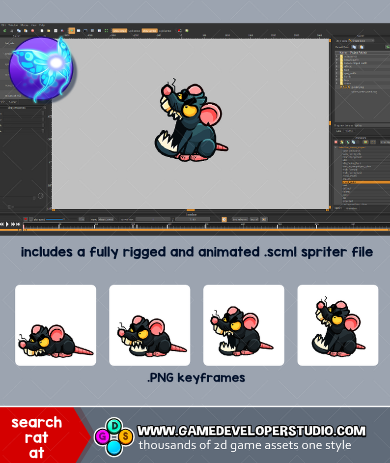 Animated rat four directional game sprite by Robert Brooks ...
