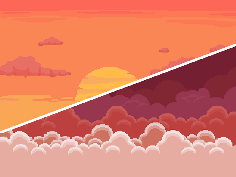 2D Pixel Art Backgrounds ( 10 Sky & Cloud ) by Arludus