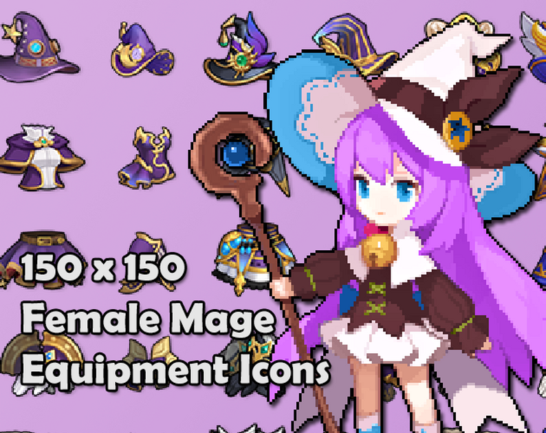Female Mage Icon Pack By Inkpixel