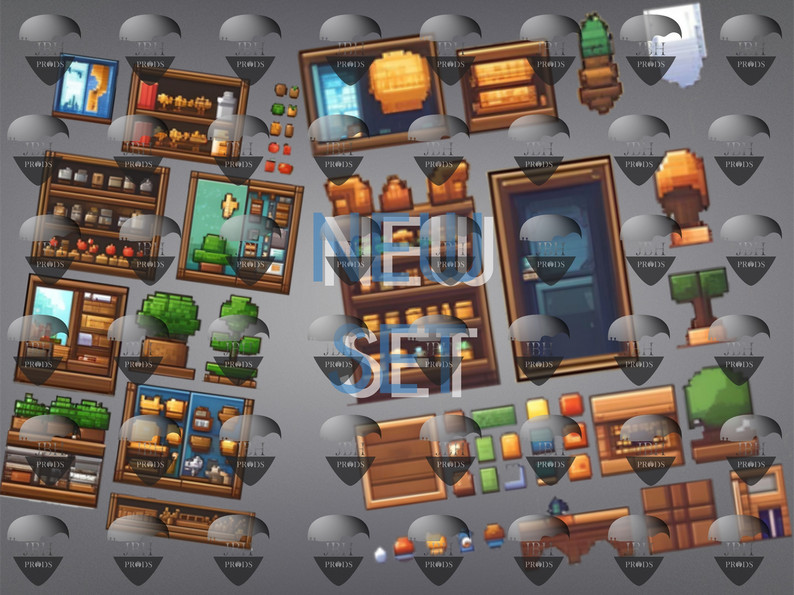 Pixel Art Tilesets - 2D Furnitures in pixel art by JBH PRODS