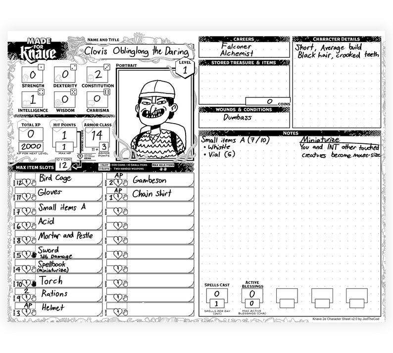 Knave 2e Character Sheet by JodTheCod