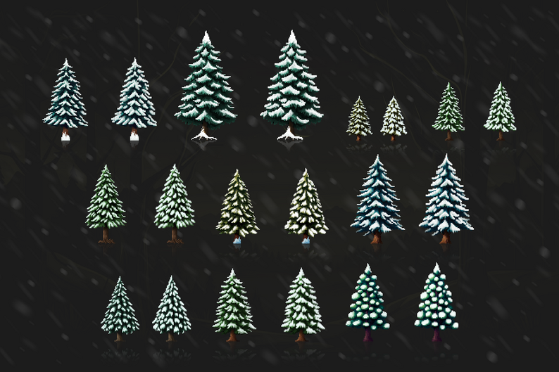 FREE Pixel Art Spruce Tree Pack - SNOW EDITION - Animated by karsiori