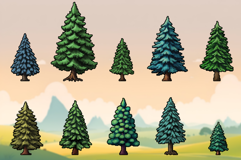 FREE Pixel Art Spruce Tree Pack - Animated by karsiori