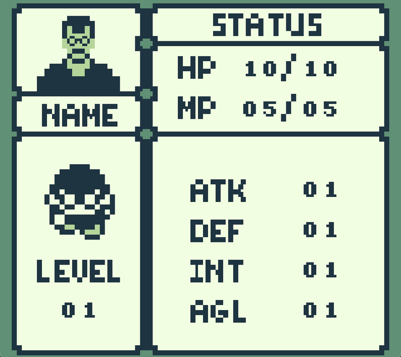 GB Studio Status Menu System Template (Up to Lvl. 16) by AA STUDIO