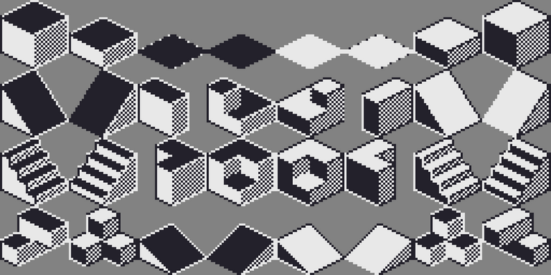 1-Bit Isometric Tileset - "Core Grid" by Vivante