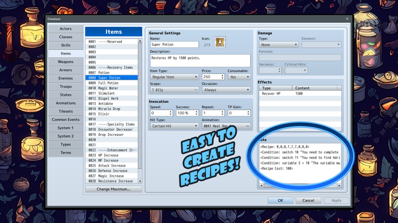 RPG MAKER MZ Plugin: Crafting Table by Undermax