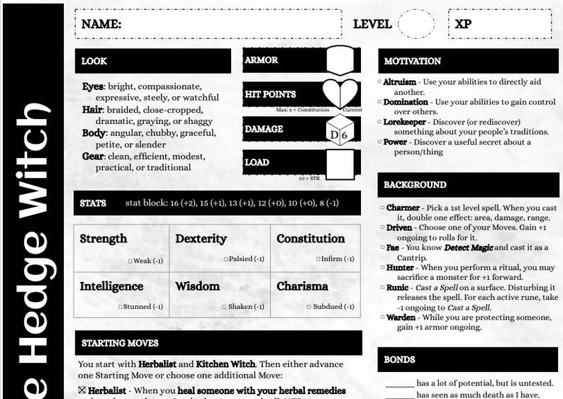 The Hedge Witch - A Playbook for PbtA Fantasy by Four Horsemen Publishing