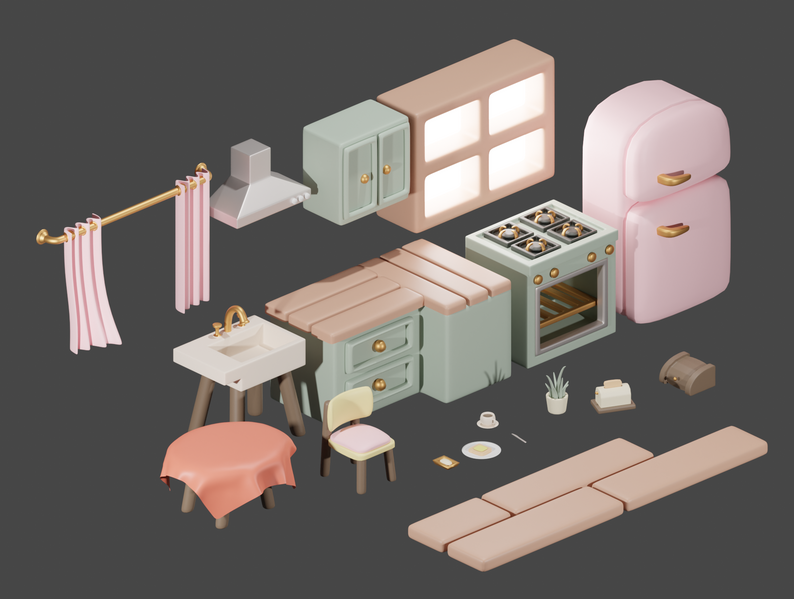 2D and 3D kitchen game assets by Gorjana Kalevska