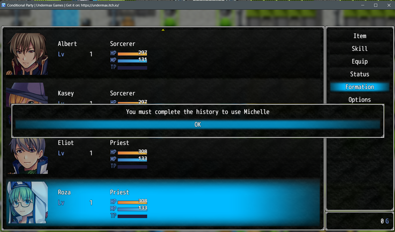RPG MAKER MZ Plugin: Conditional Party by Undermax