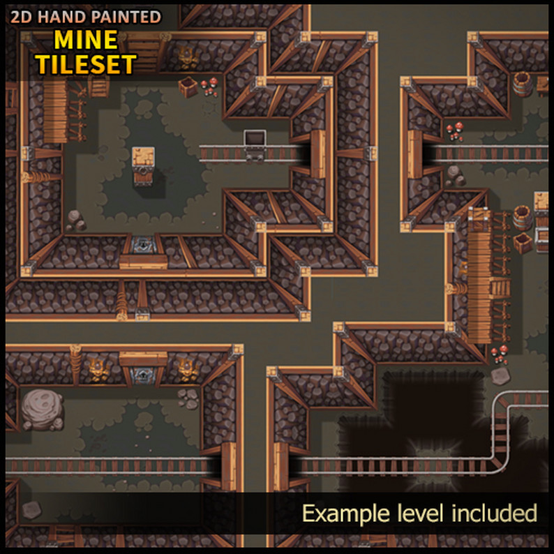 2D Hand Painted - Mine Tileset by Daniel Thomas
