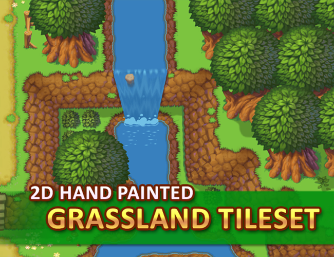 2D Hand Painted - Grassland Tileset by Daniel Thomas