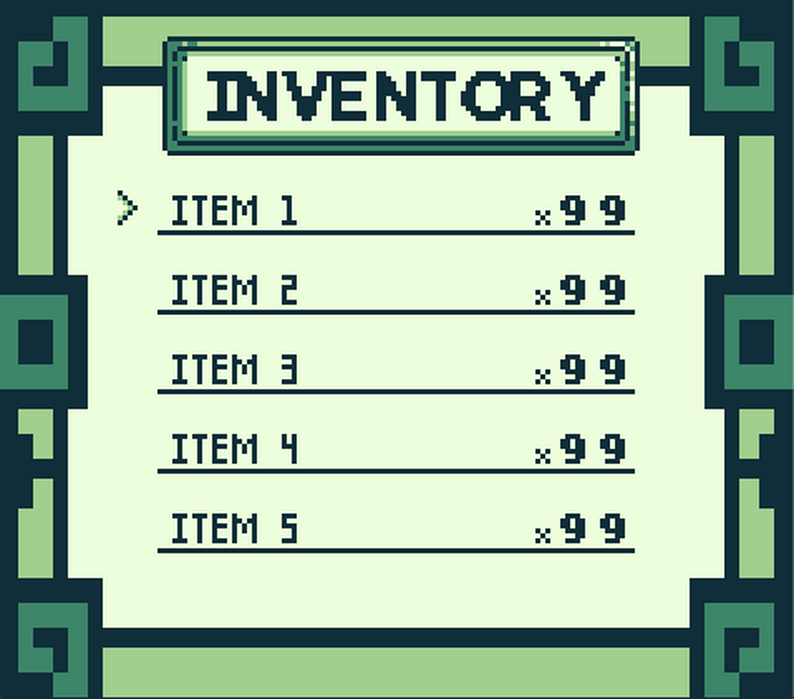 GB Studio Inventory System (x5 List Version) by AA STUDIO