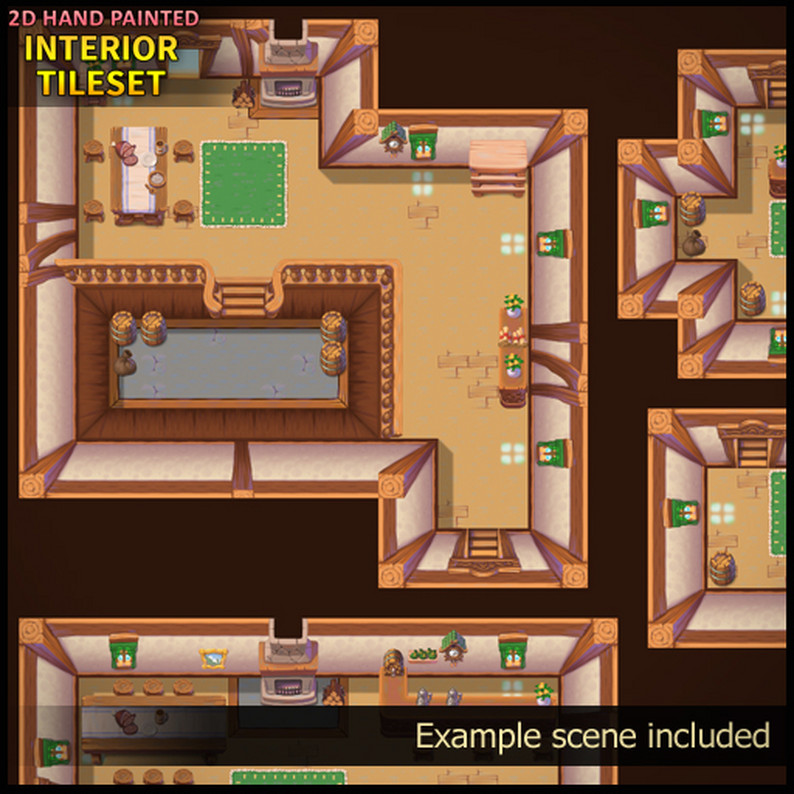 2D Hand Painted - Interior Tileset by Daniel Thomas