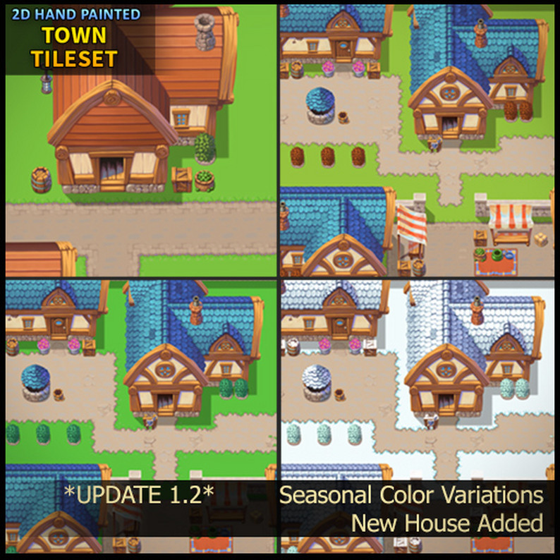 2D Hand Painted - Town Tileset by Daniel Thomas