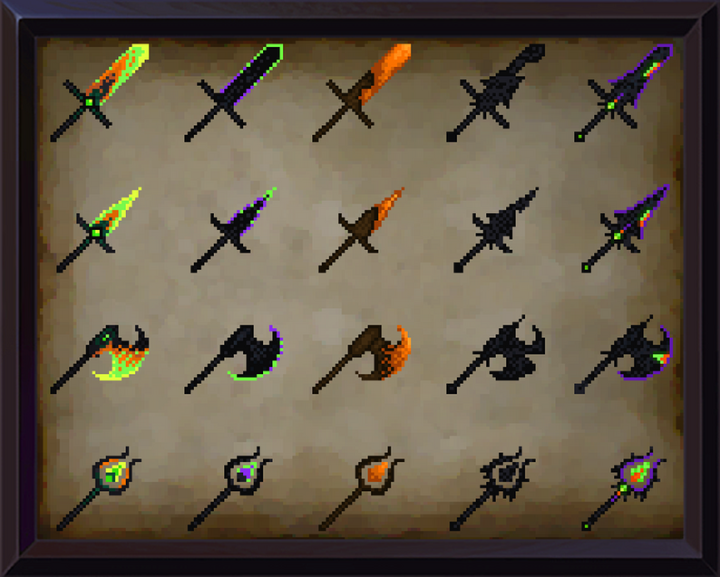 Halloween Pixel Art Weapons by Frostwindz