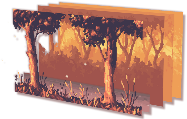 Parallax Pixel Forest background - Gold by Digital Moons