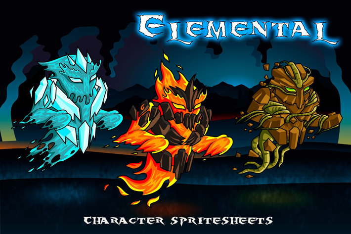 Elemental 2D Sprites by Free Game Assets (GUI, Sprite, Tilesets)