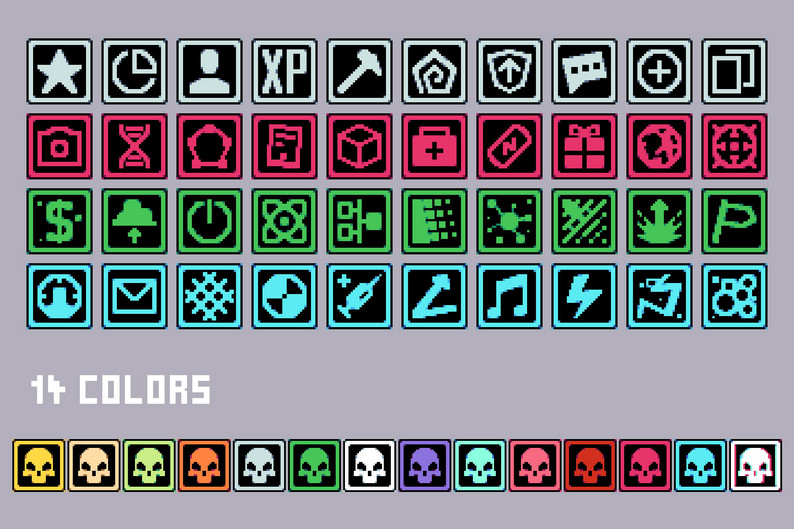 Cyberpunk Skills Pixel Icon Pack by Free Game Assets (GUI, Sprite ...