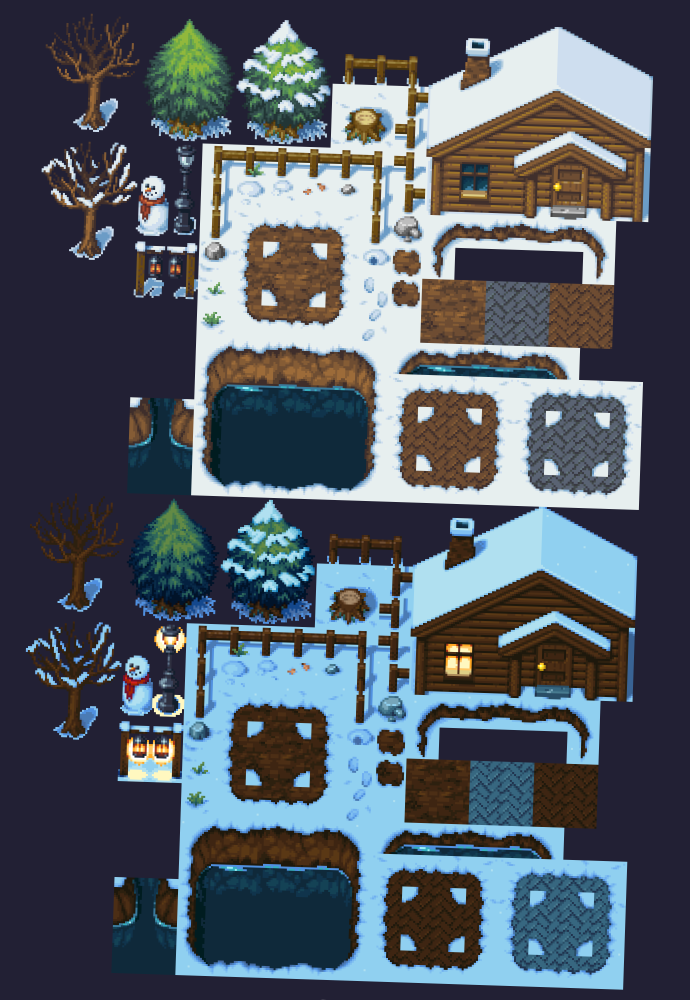 Winter Town Pixel Art Tileset by Box Robot Studios