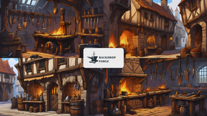 Stylized Medieval Forge Background by BackdropForge