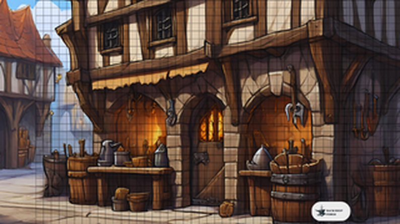 Stylized Medieval Forge Background by BackdropForge