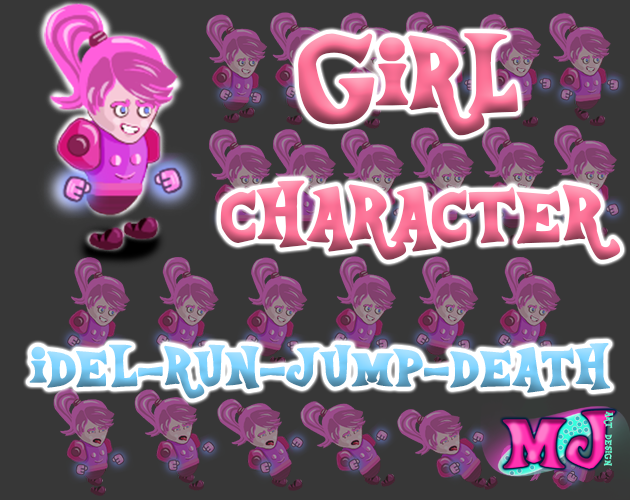 2D Girl Character Sprite by MarwaMJ