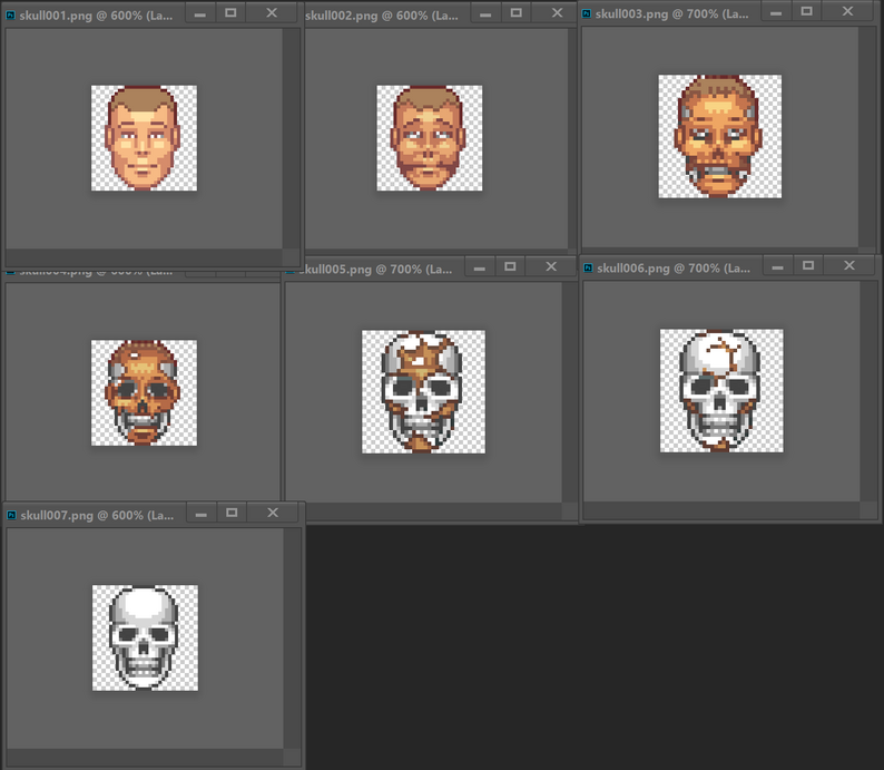 Free 32x32 Head to Skull pixel icons by raynoa