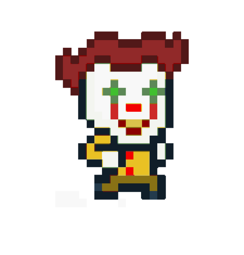 2D pixel scary clown sprite sheet by Zacard