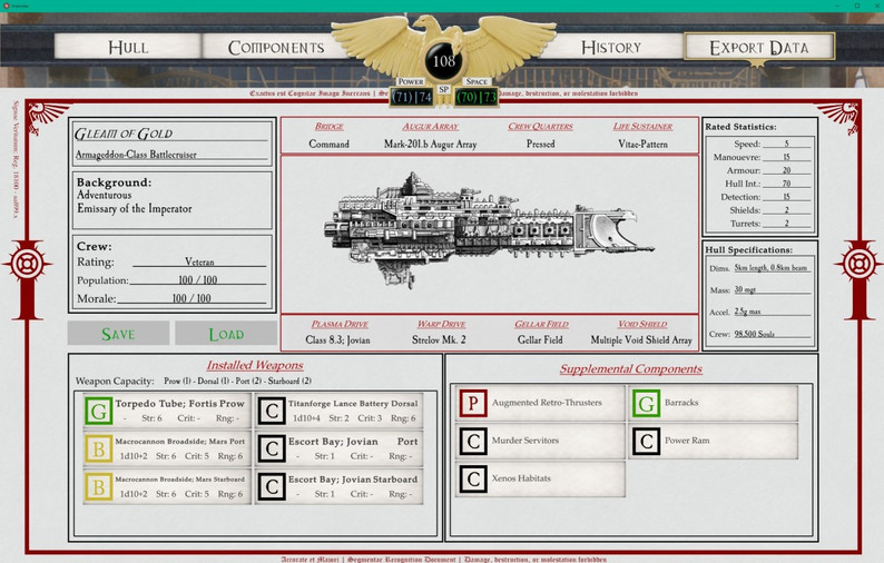 Rogue Trader (TTRPG) Ship Builder by redlar