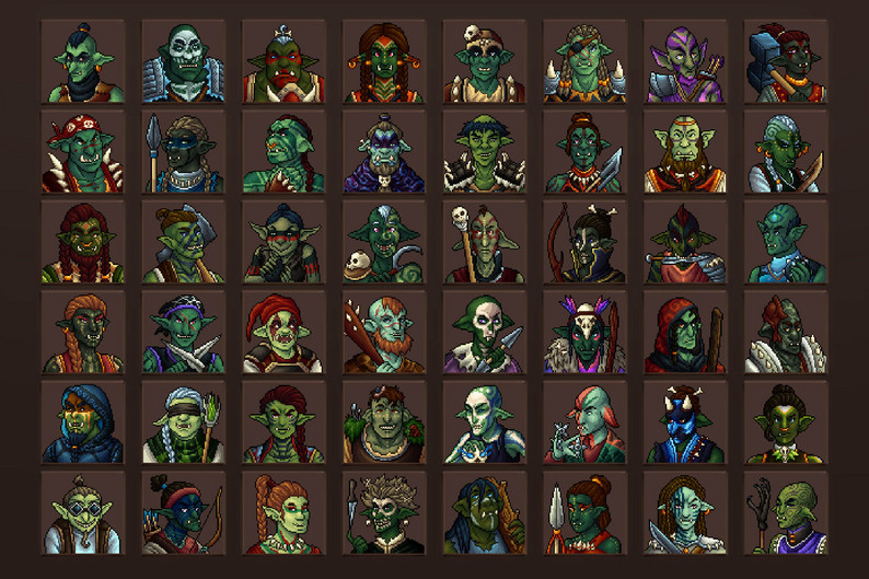 Orc and Goblin Icons in 64×64 Pixel Art by Free Game Assets (GUI ...