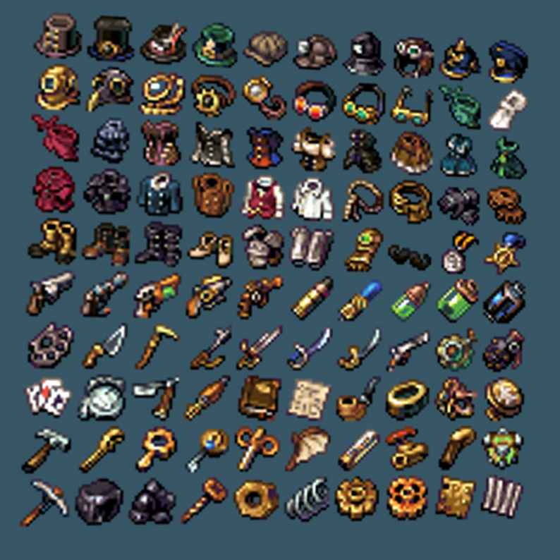 Pixel Steampunk Icons 16×16 by Thomas Feichtmeir "Cyangmou"