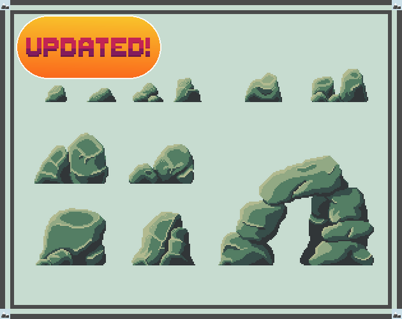 2D Front view Pixel art Rock assets for platformers - 24 assets by ...