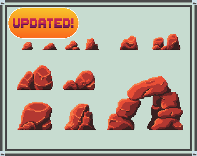 2D Front view Pixel art Rock assets for platformers - 24 assets by ...