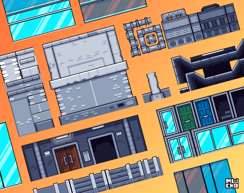 City Street 2 Tileset Pack by Mucho Pixels