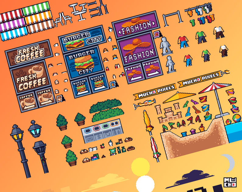City Street 2 Tileset Pack by Mucho Pixels