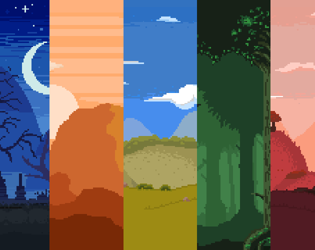 10 Parallax Pixel Art Backgrounds Pack #1 by Arludus